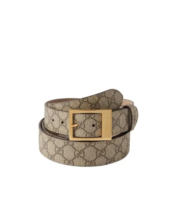 Gucci Monogram Jacquard Buckle Belt - Nude