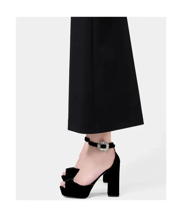 ROGER VIVIER Velvet Platform Sandals With Crystal Buckle