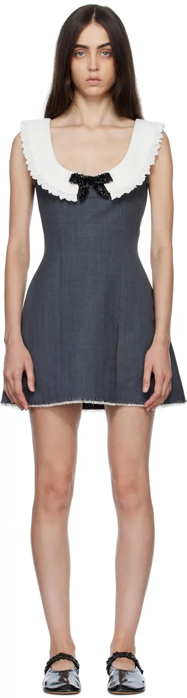 SHUSHU/TONG Sleeveless Dress With Ruffled Spoon Collar And Bow Applique - Black