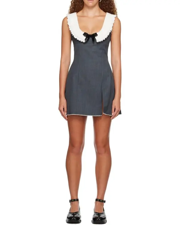 SHUSHU/TONG Sleeveless Dress With Ruffled Spoon Collar And Bow Applique - Black