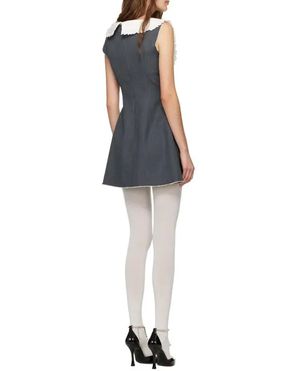 SHUSHU/TONG Sleeveless Dress With Ruffled Spoon Collar And Bow Applique - Black