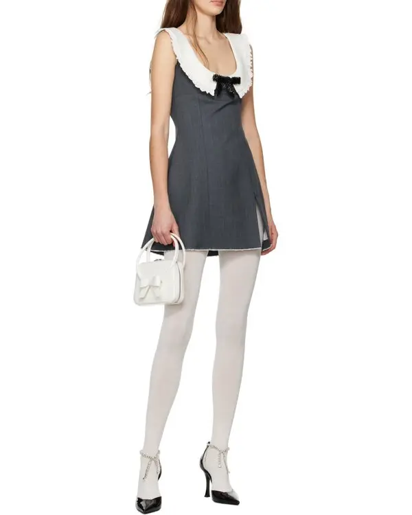 SHUSHU/TONG Sleeveless Dress With Ruffled Spoon Collar And Bow Applique - Black