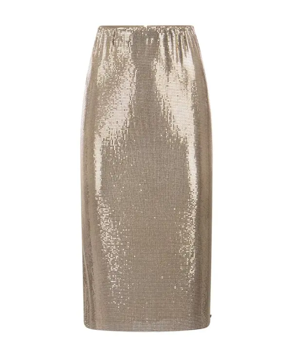 Sportmax Cariddi Embellished High Waist Zipper Skirt