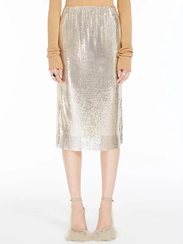 Sportmax Cariddi Embellished High Waist Zipper Skirt