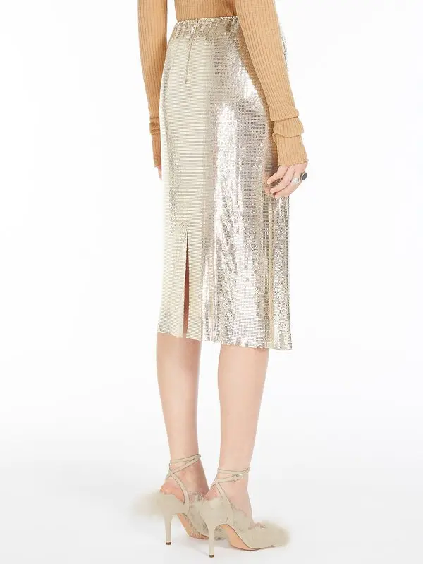 Sportmax Cariddi Embellished High Waist Zipper Skirt