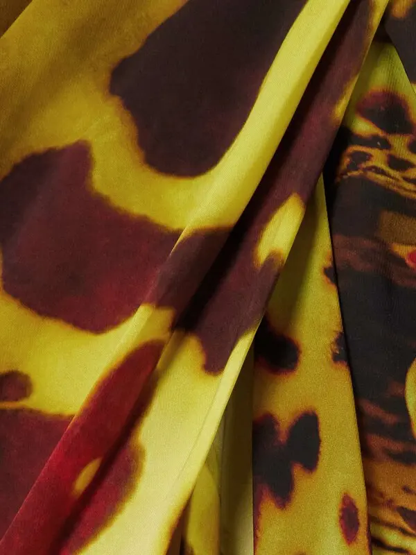 Dries Van Noten Printed Draped Flared Skirt - Green