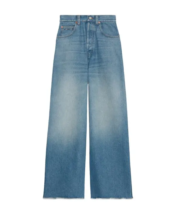 Gucci Wide Leg Frayed Hem Jeans