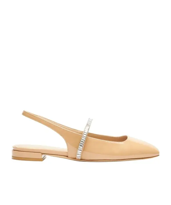 STUART WEITZMAN Stefanie Open-heeled Flats With Crystal Embellishments