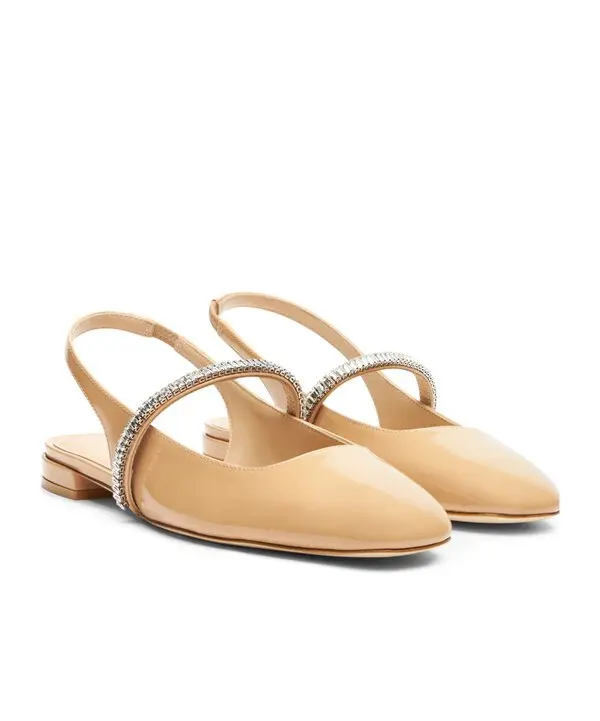 STUART WEITZMAN Stefanie Open-heeled Flats With Crystal Embellishments