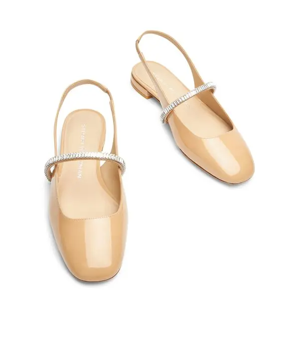 STUART WEITZMAN Stefanie Open-heeled Flats With Crystal Embellishments