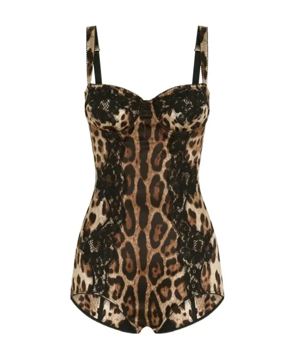 Dolce & Gabbana Leopard Print Lace Bodysuit