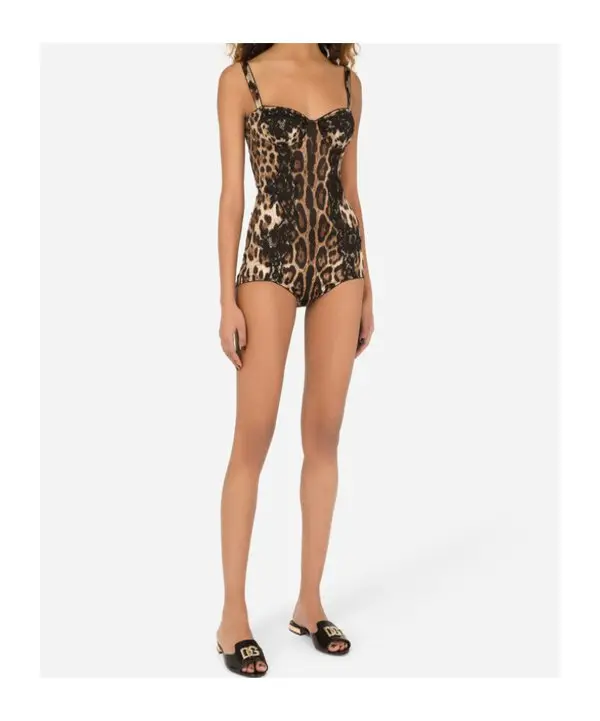 Dolce & Gabbana Leopard Print Lace Bodysuit