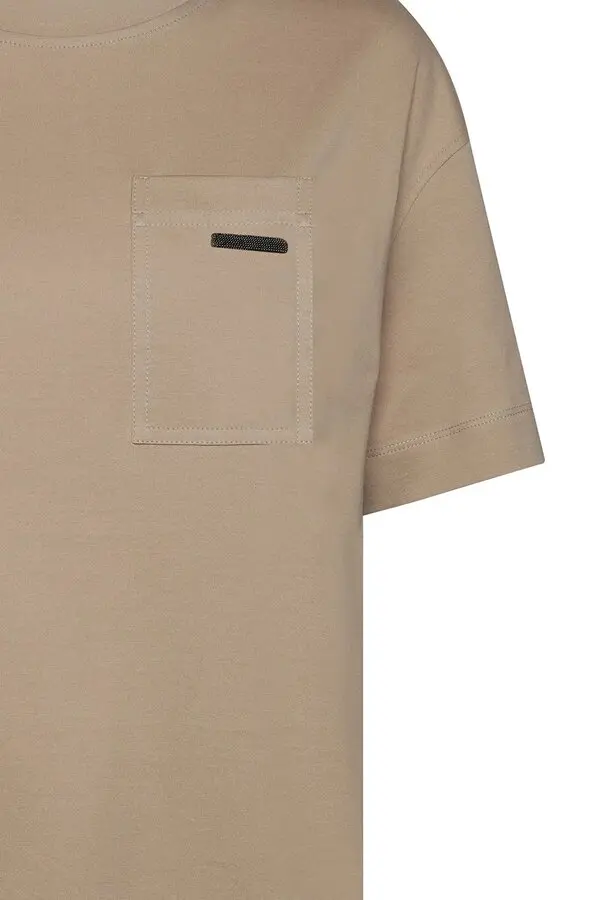 Brunello Cucinelli Shiny Tab Crewneck T-shirt - Nude