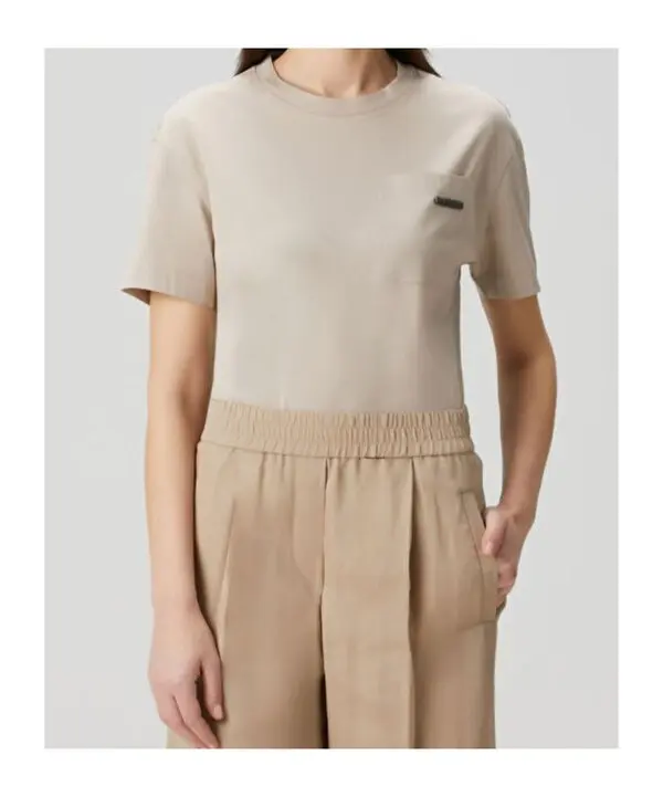 Brunello Cucinelli Shiny Tab Crewneck T-shirt - Nude