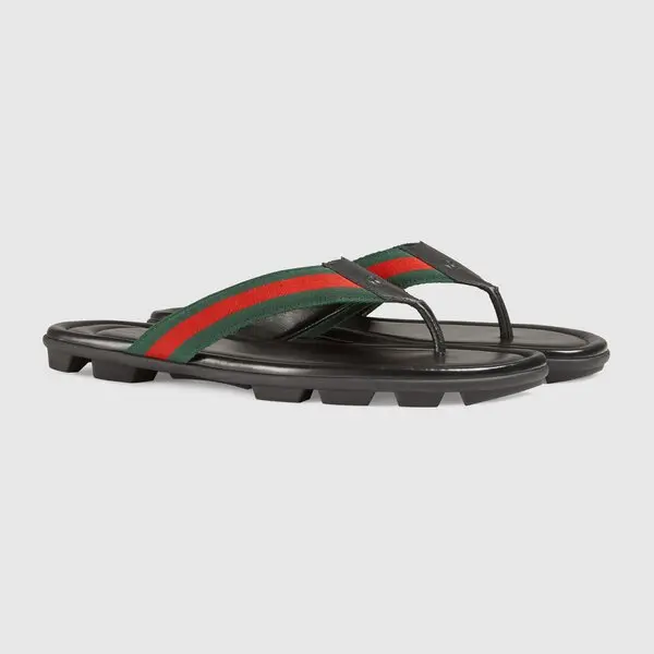 Gucci Thong Sandals With Web Detailing