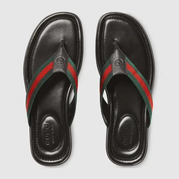 Gucci Thong Sandals With Web Detailing