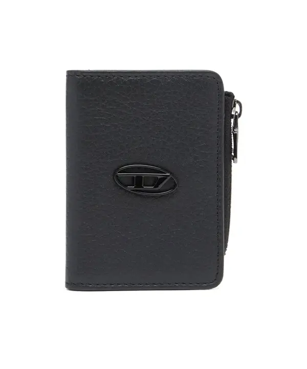 DIESEL® Logo Plaque Leather Wallet - Black