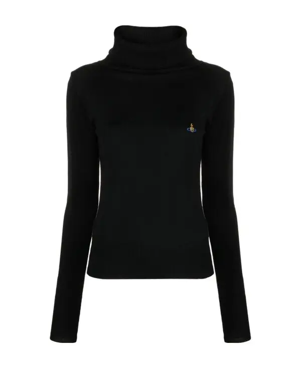 VIVIENNE WESTWOOD Orb-embroidered Roll Neck Knitted Jumper