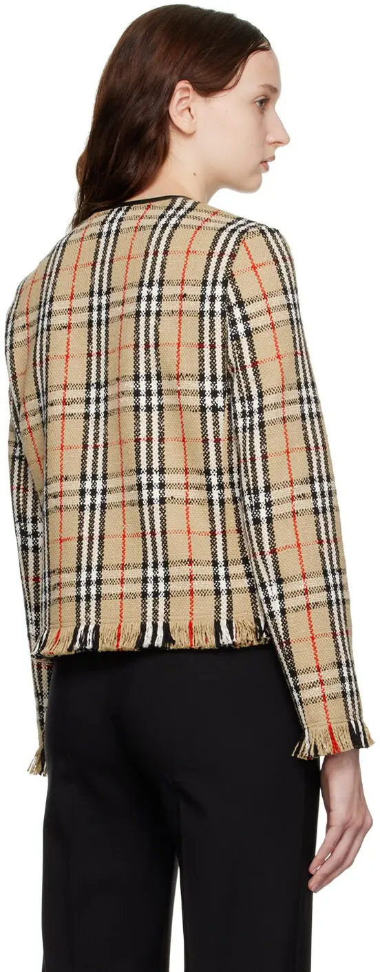 Burberry Checked Fringed Jacket