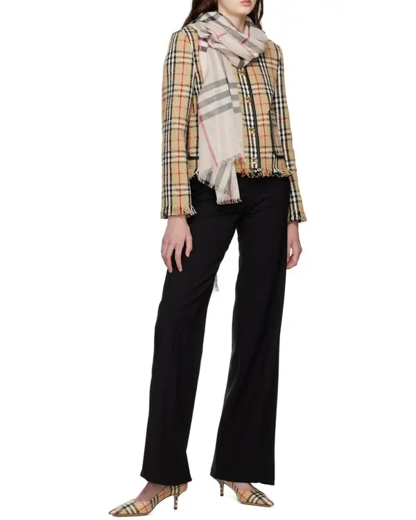 Burberry Checked Fringed Jacket