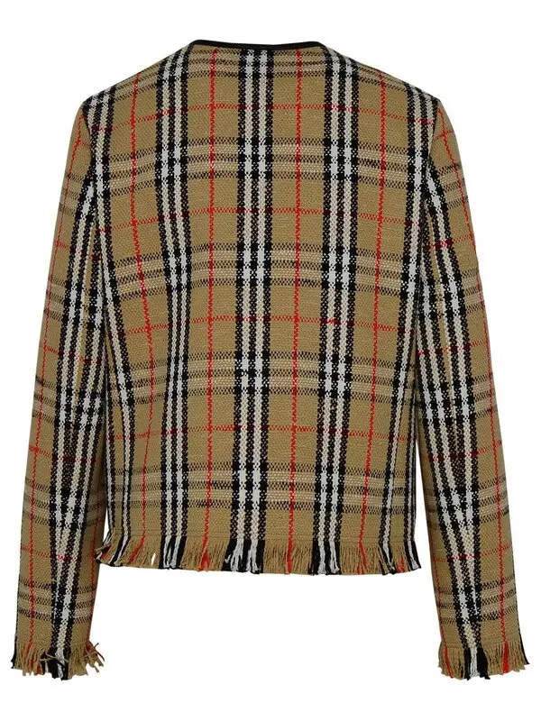 Burberry Checked Fringed Jacket