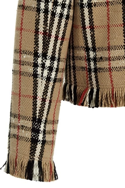 Burberry Checked Fringed Jacket