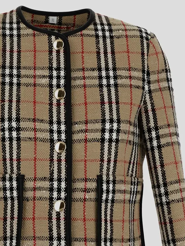 Burberry Checked Fringed Jacket