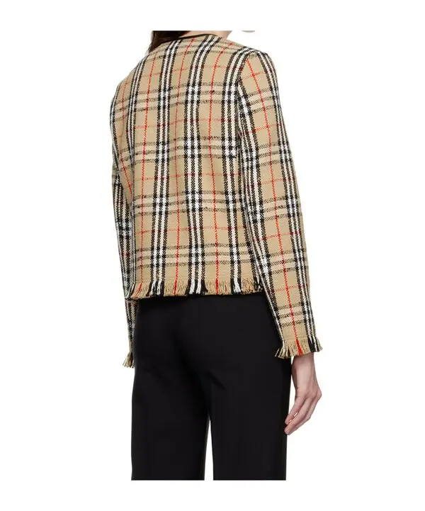 Burberry Checked Fringed Jacket