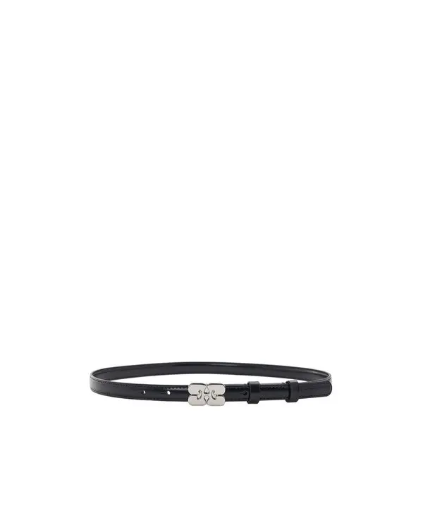 GANNI Butterfly Logo Leather Belt - Black