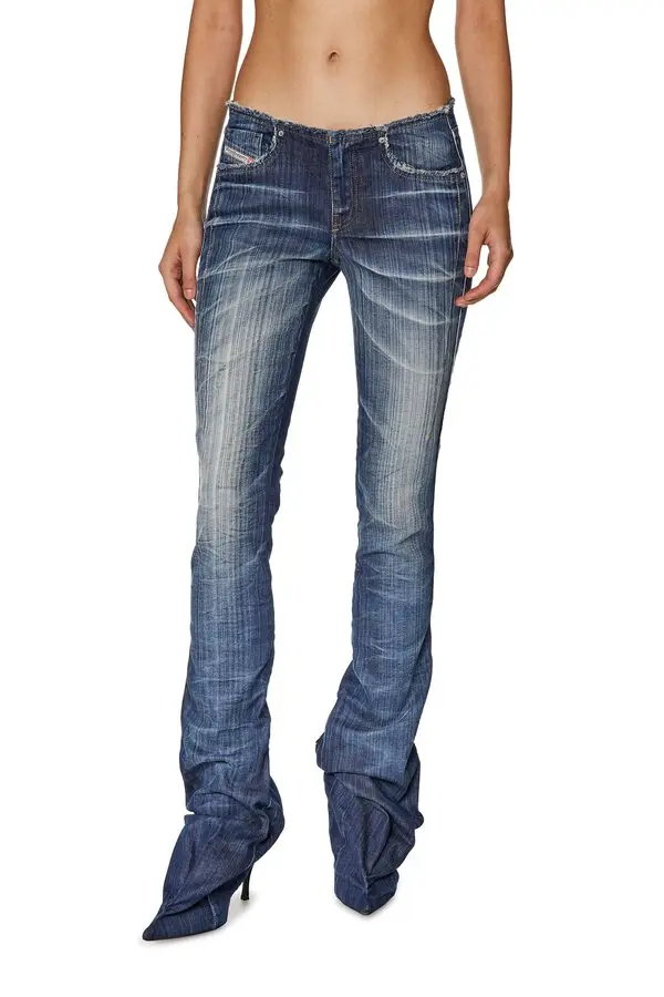 DIESEL® Heeled Low-rise Bootcut Distressed Jeans