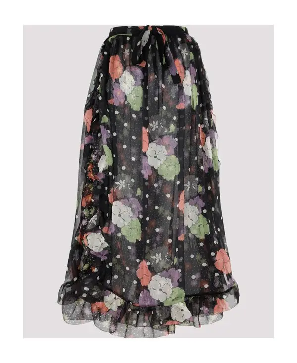 Etro Floral Printed Tulle Midi Skirt