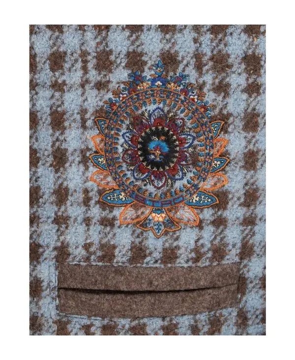 Etro Houndstooth Embroidered U-neck Gilet