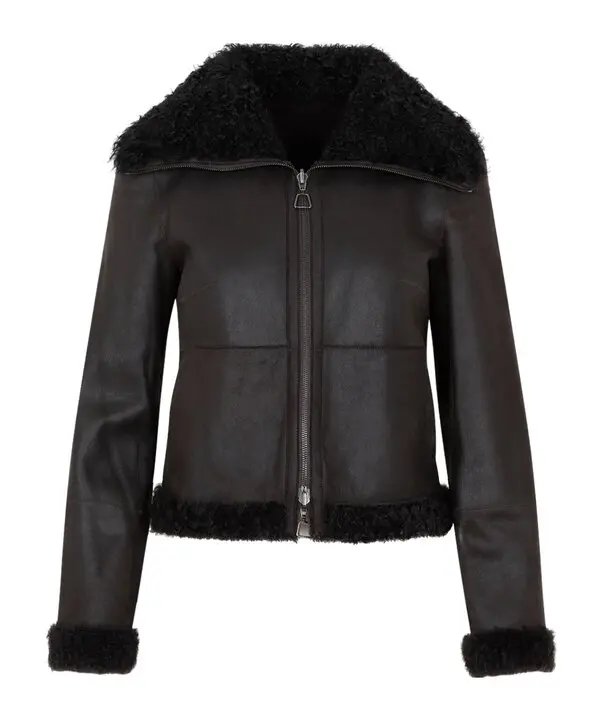 Akris Shearling-collar Leather Jacket