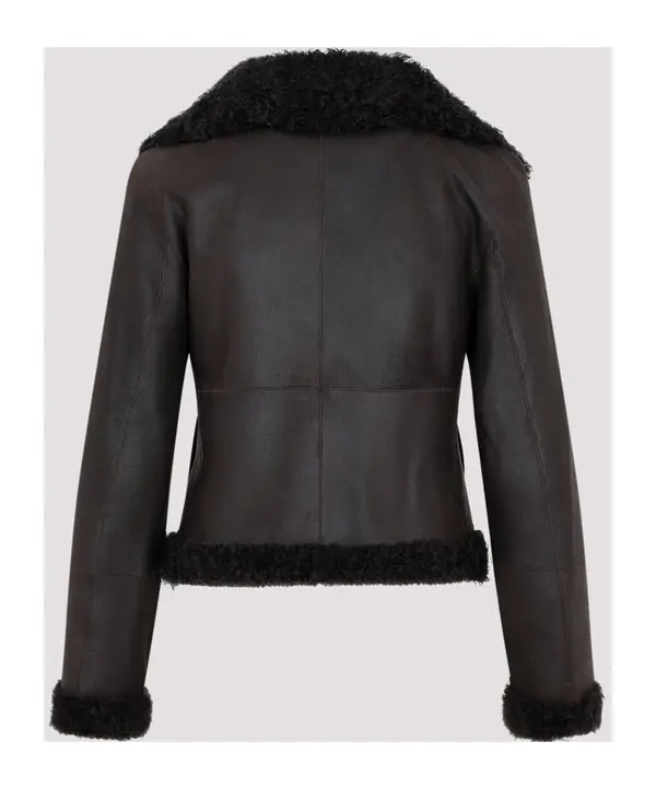 Akris Shearling-collar Leather Jacket