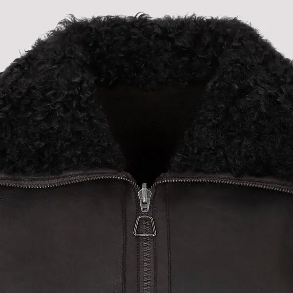 Akris Shearling-collar Leather Jacket
