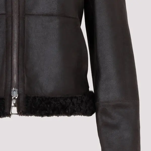 Akris Shearling-collar Leather Jacket