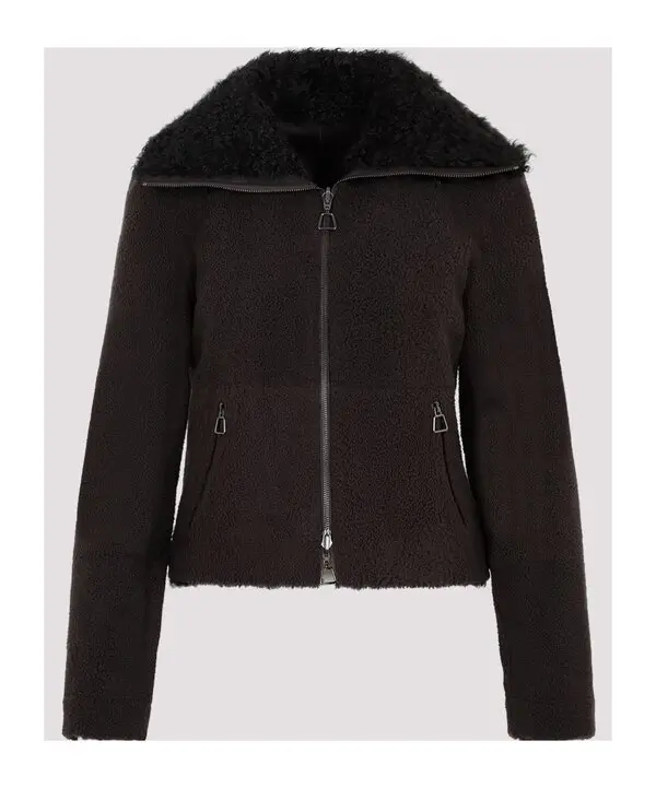 Akris Shearling-collar Leather Jacket