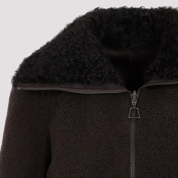 Akris Shearling-collar Leather Jacket