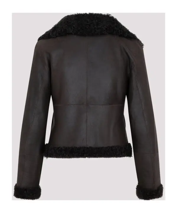 Akris Shearling-collar Leather Jacket