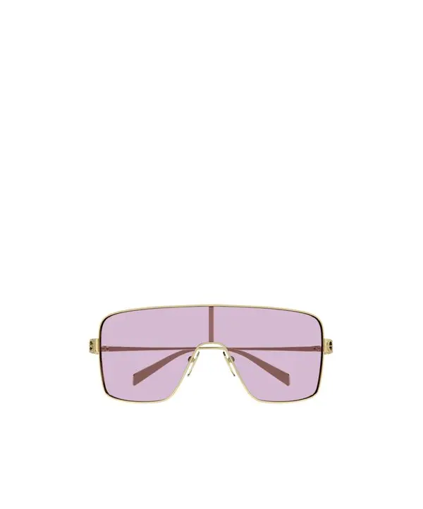 Gucci Crystal Logo Shield Sunglasses - Gold