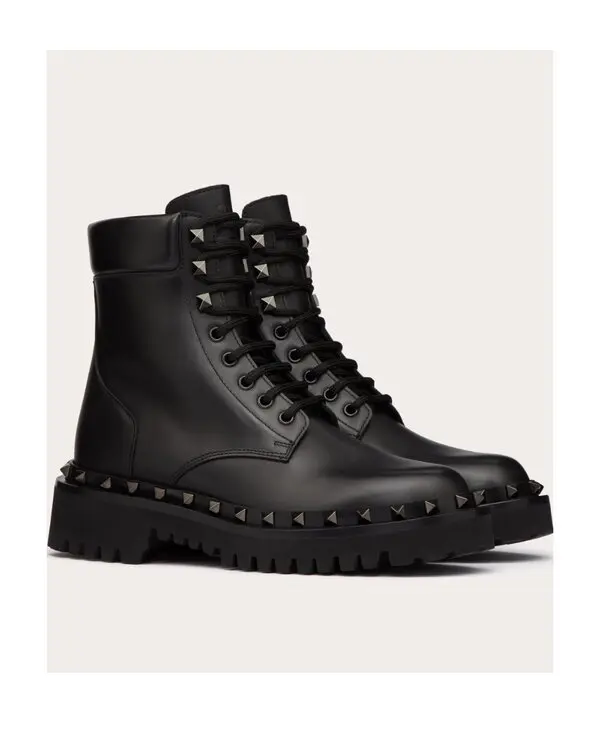 Valentino Garavani Rockstud Lace-up Ankle Boots
