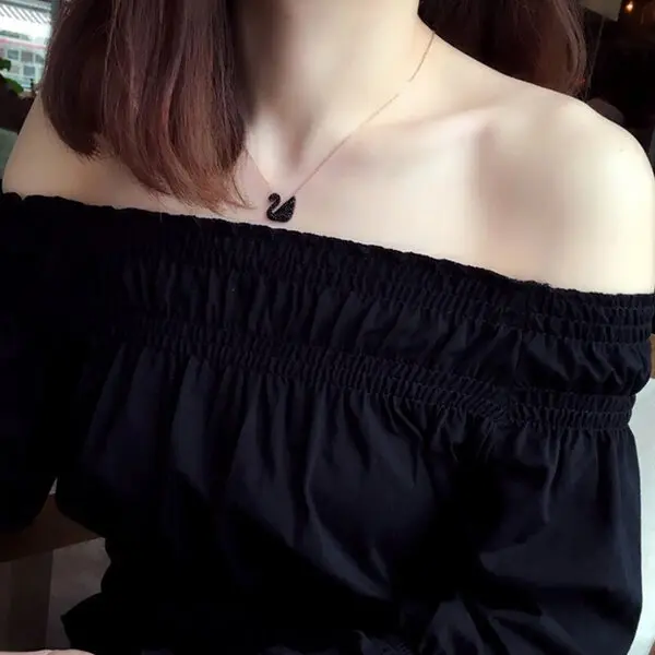 SWAROVSKI Black Swan Pendant Necklace - White
