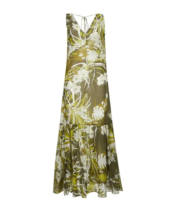 Max Mara Acca Floral V-neck Maxi Dress