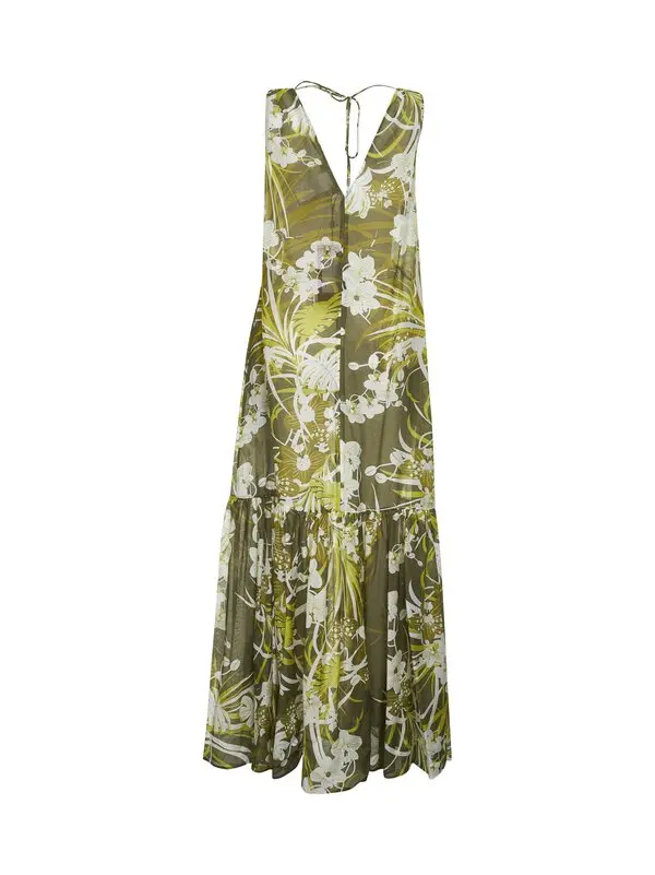 Max Mara Acca Floral V-neck Maxi Dress