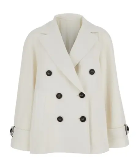 Brunello Cucinelli Double-breasted Long-sleeved Coat - White