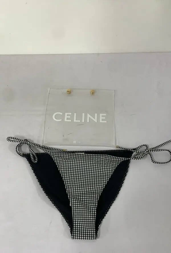 Celine Triomphe Swimsuit Bottom In Vichy Jersey