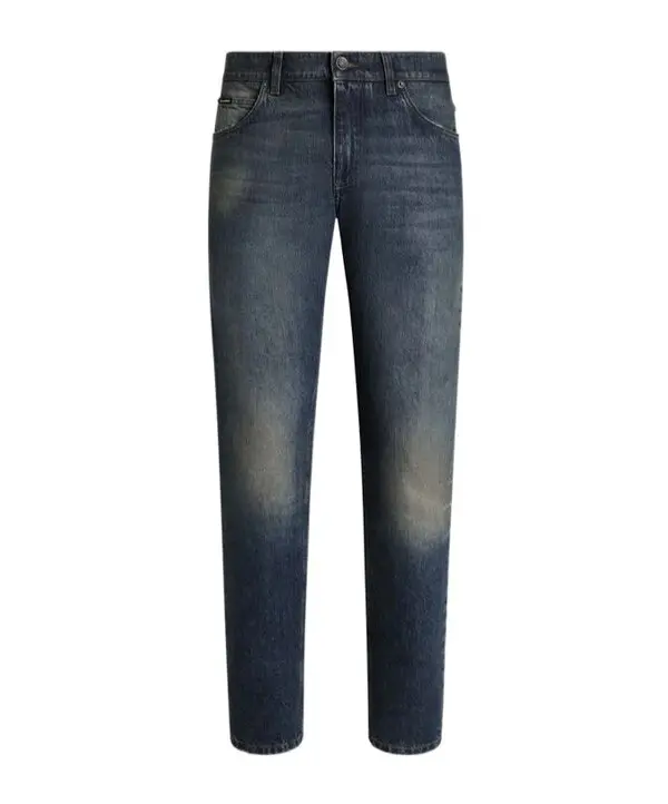 Dolce & Gabbana Faded Straight-leg Jeans - Black