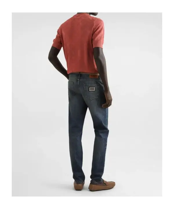 Dolce & Gabbana Faded Straight-leg Jeans - Black