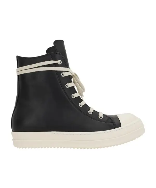 Rick Owens High-top Sneakers With Front Strap - Black