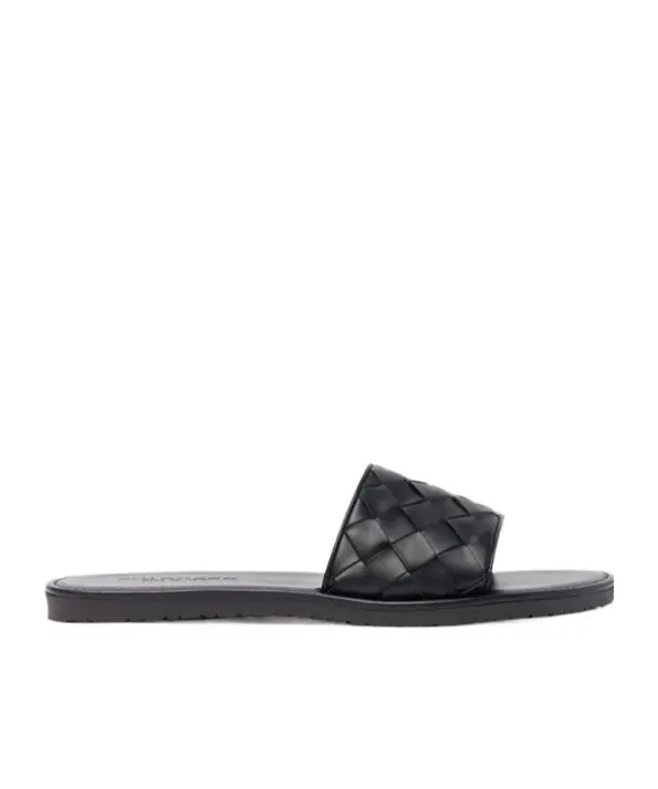 SCAROSSO Ulisse Woven Slip-on Sandals - Black